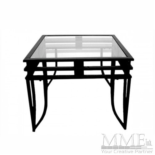Small Black Metal & Glass Table | Event Decor Rentals